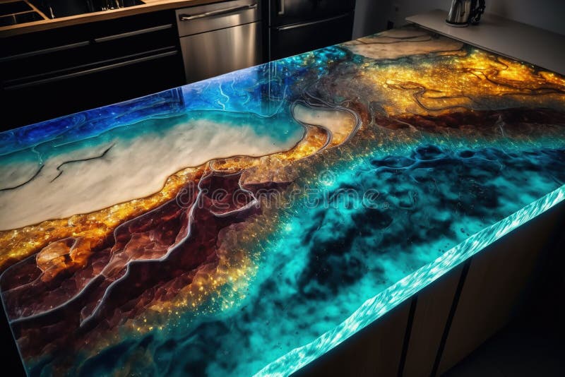Epoxy Resin Kitchen Countertops. Generative AI Stock Illustration ...