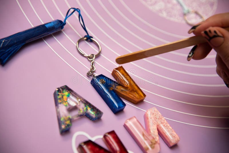 Epoxy Resin Letters, Resin Pouring Process Stock Image - Image of ...