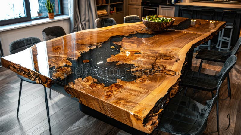 Epoxy Table in the Light Room. Stock Photo - Image of epoxy, material ...