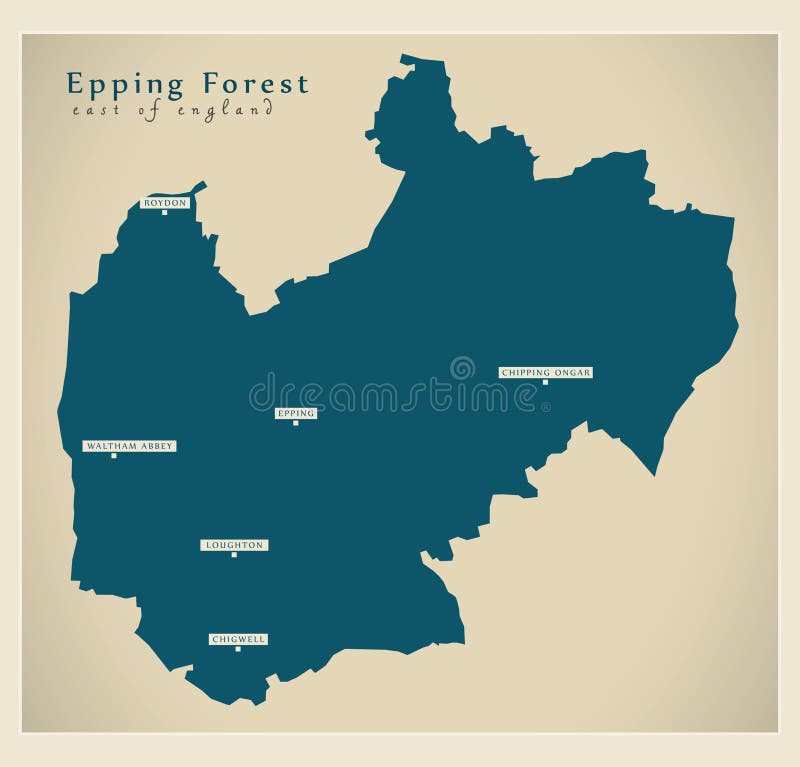 Epping Forest District Map - England UK Stock Vector - Illustration of ...