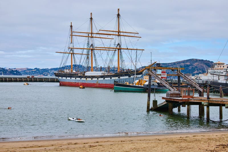 Eppleton Hall and Balclutha Ships Docked at Hyde St Pier Wide View of ...