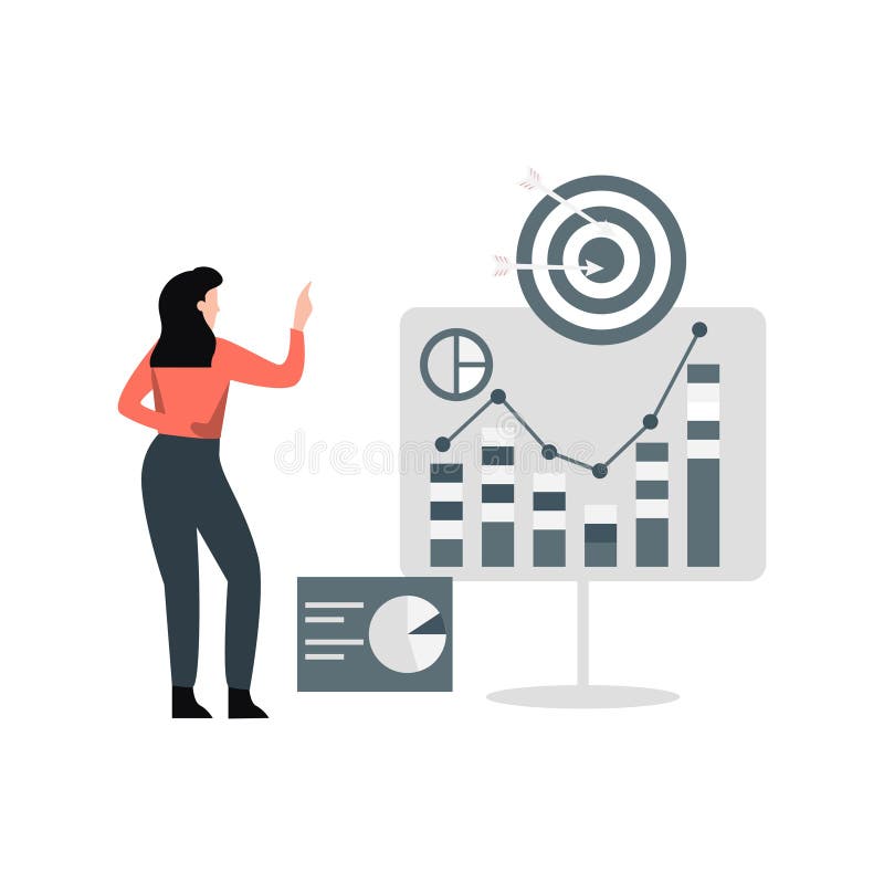 The Girl is Pointing Target Goal Stock Illustration - Illustration of ...