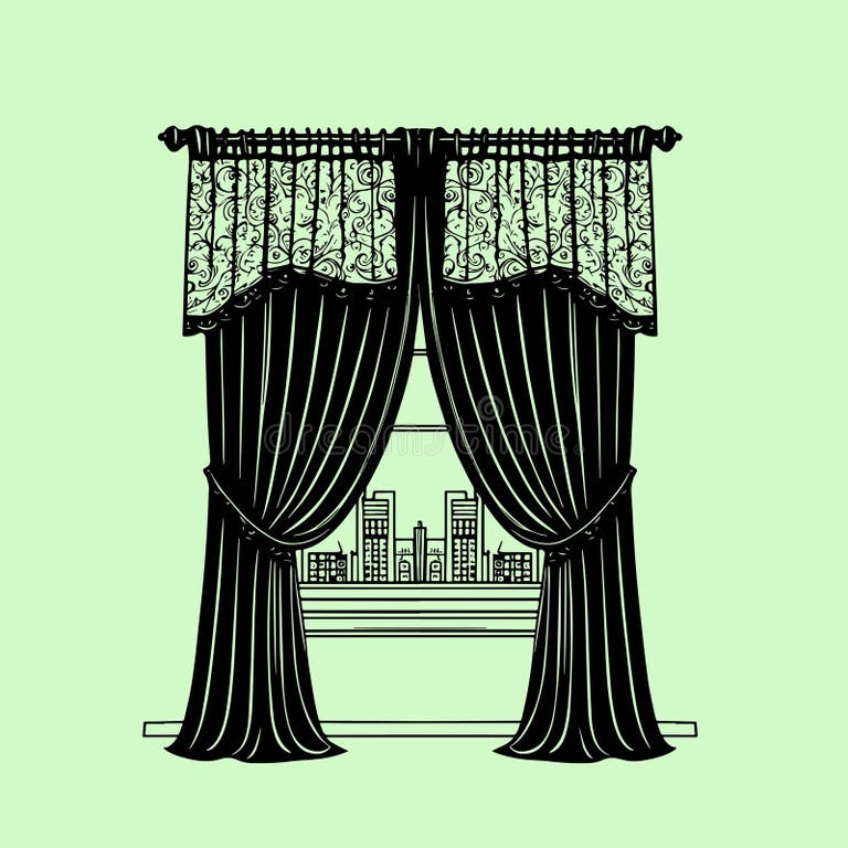 Elegant Curtain Design Vector Illustration for Interior, Window, and ...