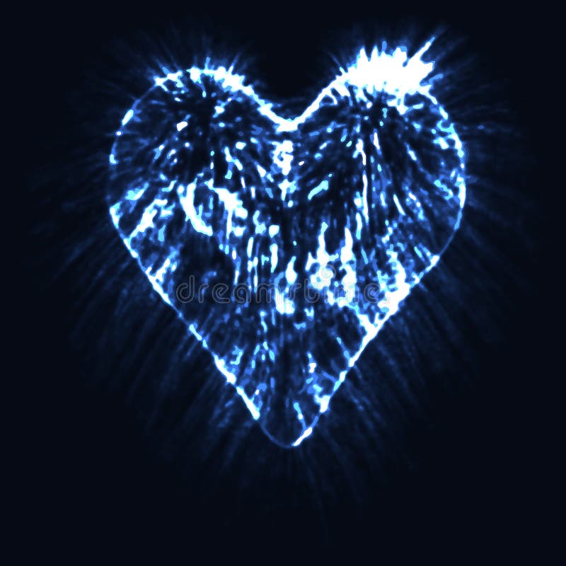 Blue Neon Heart Glowing in the Dark Stock Vector - Illustration of ...