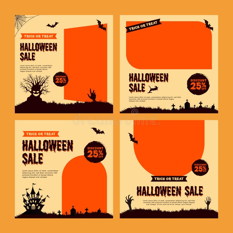 Halloween Social Media Post Templates. Happy Halloween Square Poster ...