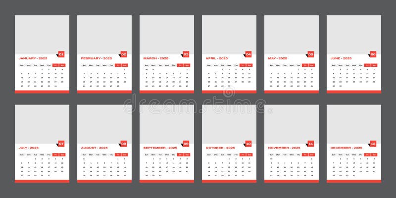 Modern 2025 Simple Calendar Planner Schedule Design Stock Vector ...