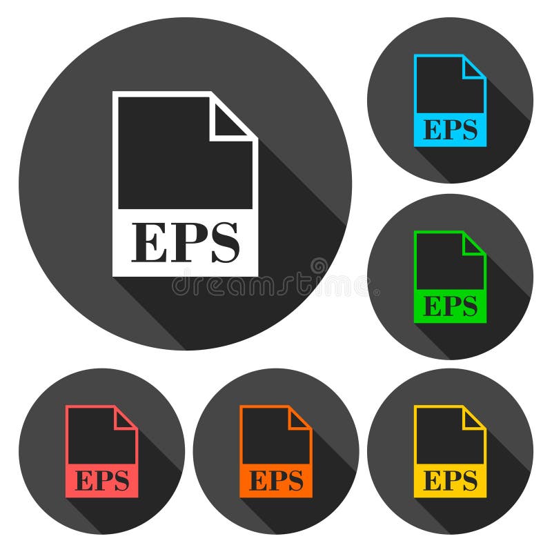 EPS File Icons Set with Long Shadow Stock Vector - Illustration of clip ...