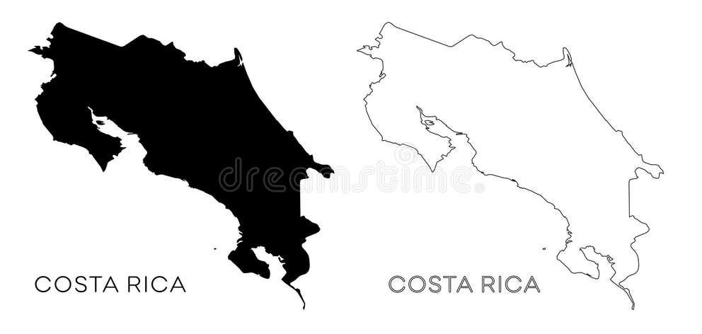 Costa Rica map silhouette stock vector. Illustration of continent ...