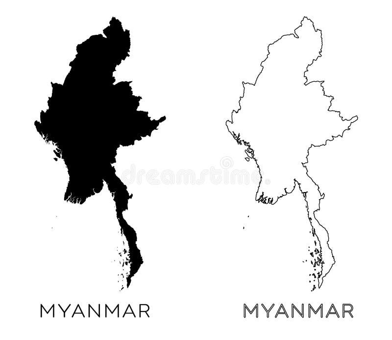 Mayanmar map silhouette stock vector. Illustration of geography - 270565782