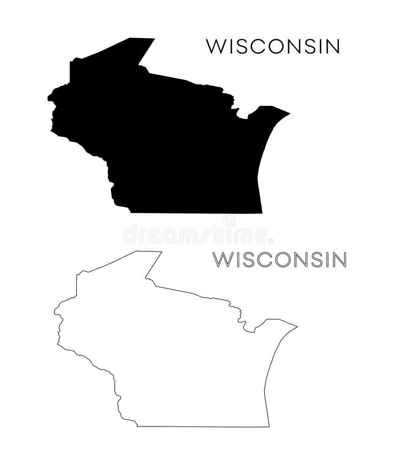 Wisconsin map silhouette stock vector. Illustration of state - 270680708