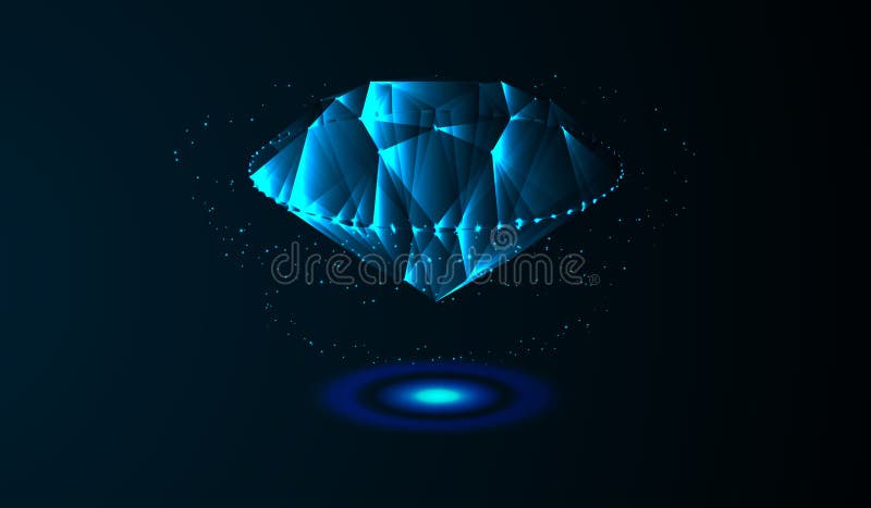 EPS10. Gemstone Crystal on a Blue Background. Futuristic Illustration ...