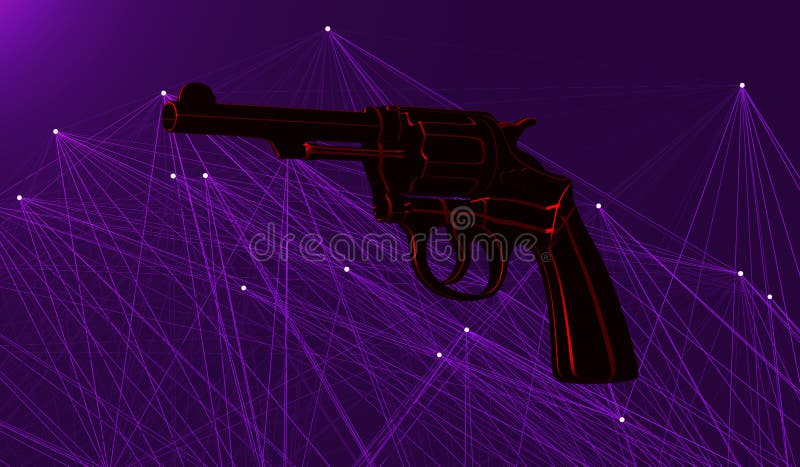 Gun with Neon Contours on the Background of Plexus Stock Vector ...
