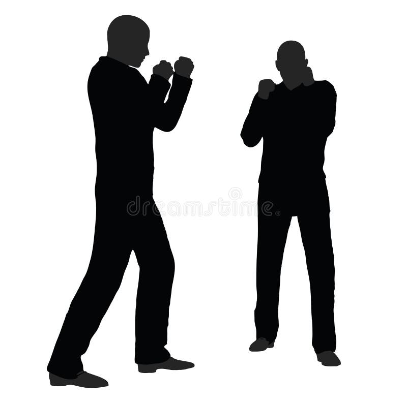 EPS 10 Illustration of Man in Fight Pose on White Background Stock ...
