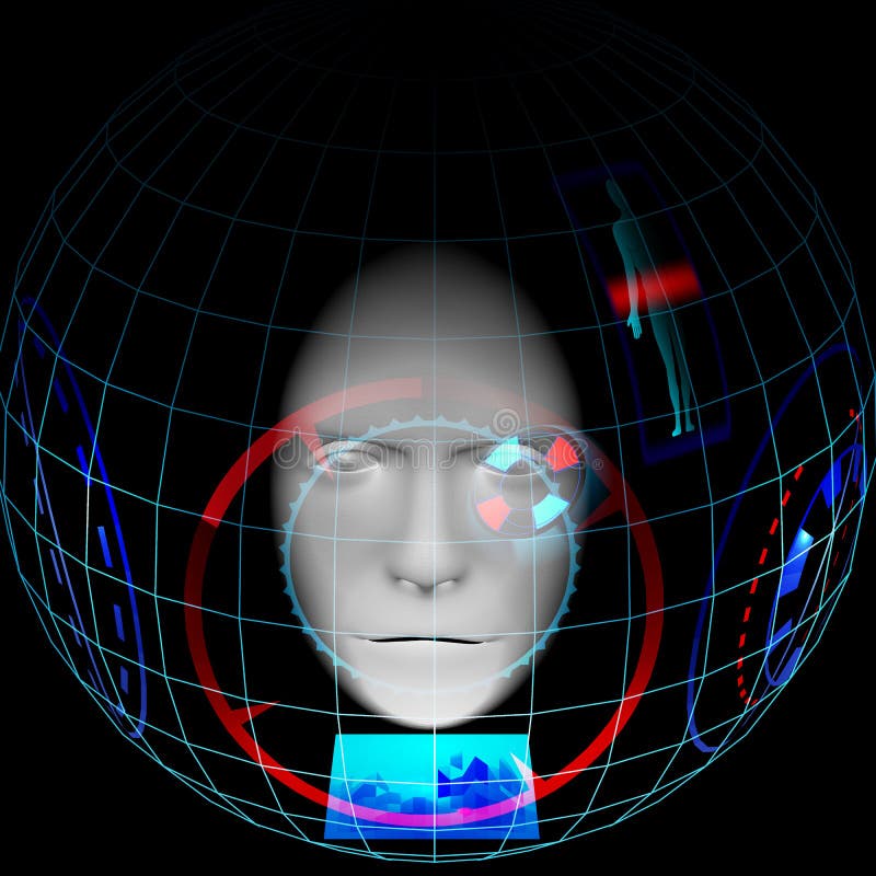 Man in Smart Helmet, Head Up Display, Wearable Computing, Wearing ...