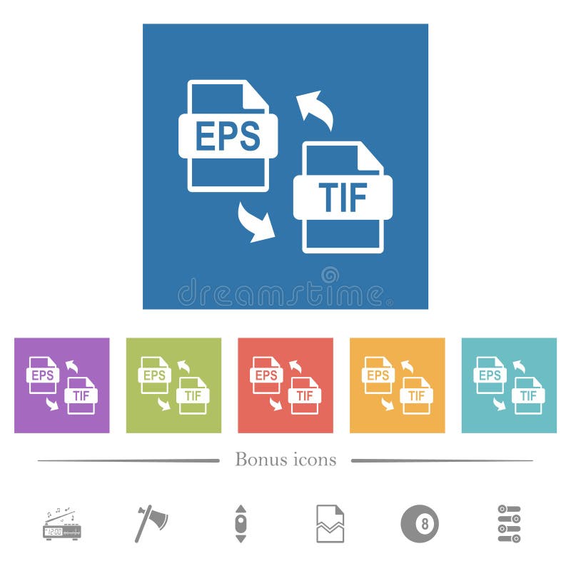 EPS TIF File Conversion Flat White Icons in Square Backgrounds Stock ...