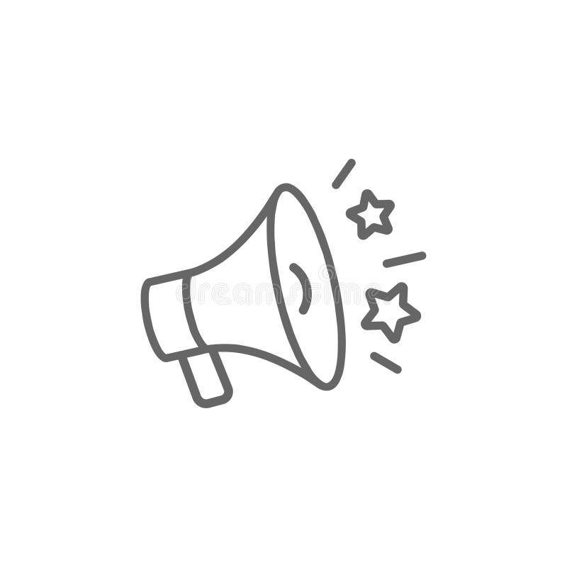 Eps10 Vector Grey Megaphone with Sound, Linear Icon Isolated on White ...