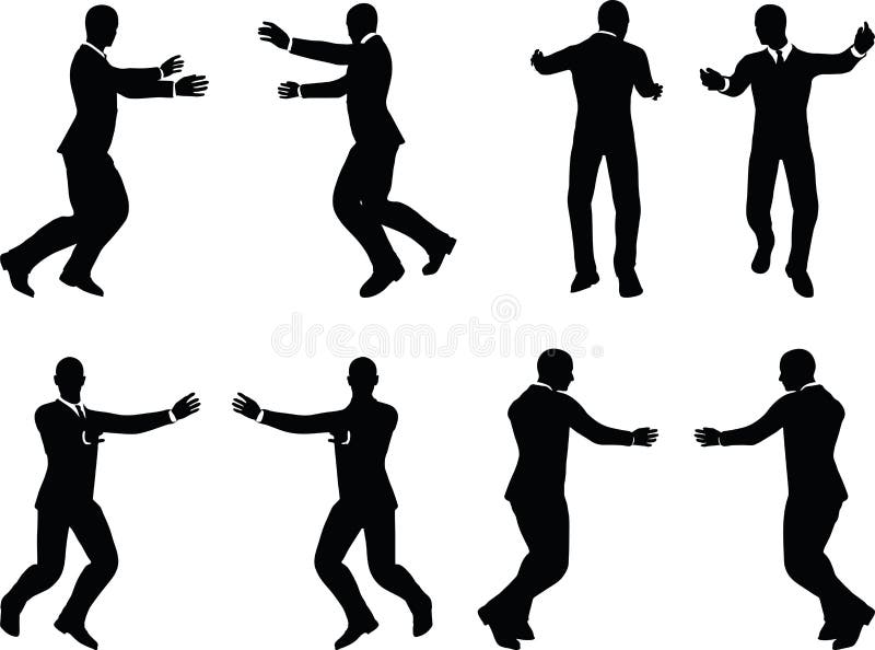 EPS 10 Vector Illustration of Business Man Silhouette in Push Pose ...