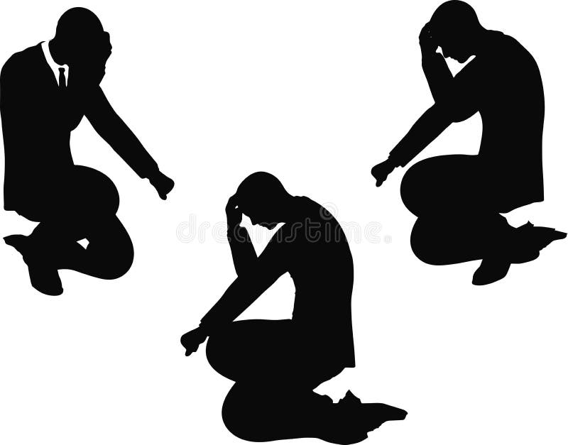 EPS 10 Vector Illustration of Business Man Silhouette in Sorrowful Pose ...