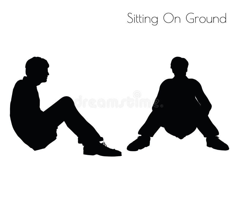EPS 10 Vector Illustration of Man in Sitting Pose on Ground Pose on ...