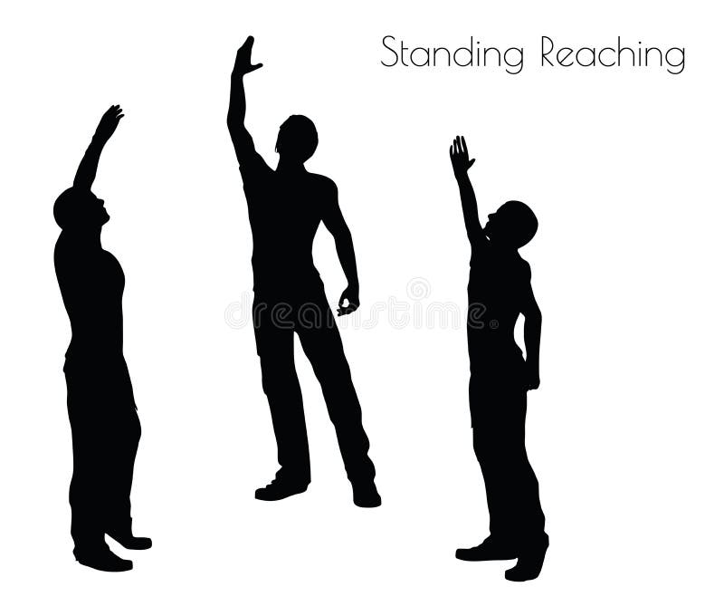 EPS 10 Vector Illustration of a Man in Standing Reaching Pose on White ...