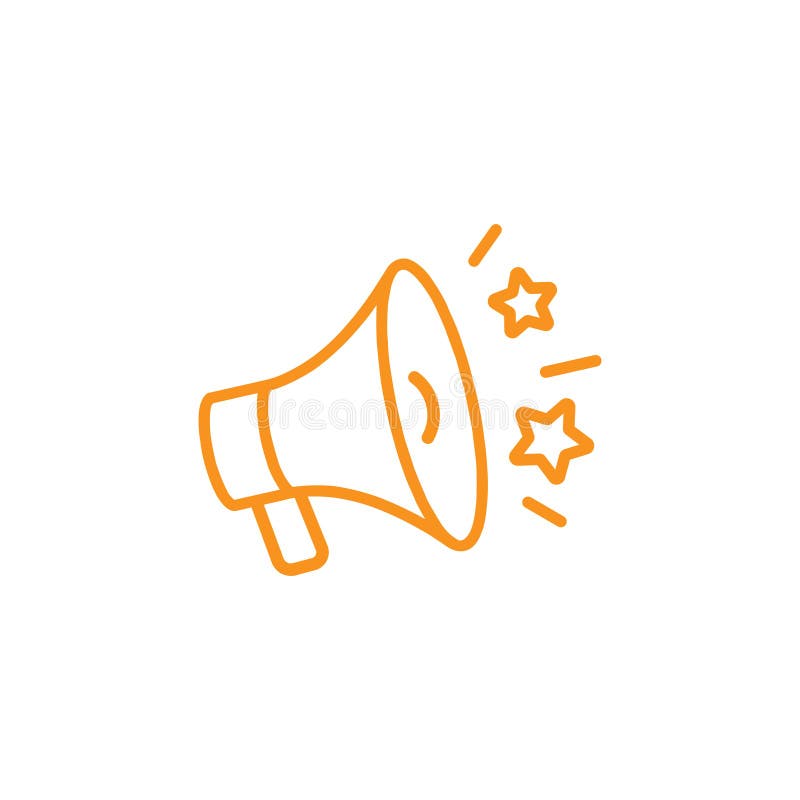 Eps10 Vector Orange Megaphone with Sound, Linear Icon Stock Vector ...
