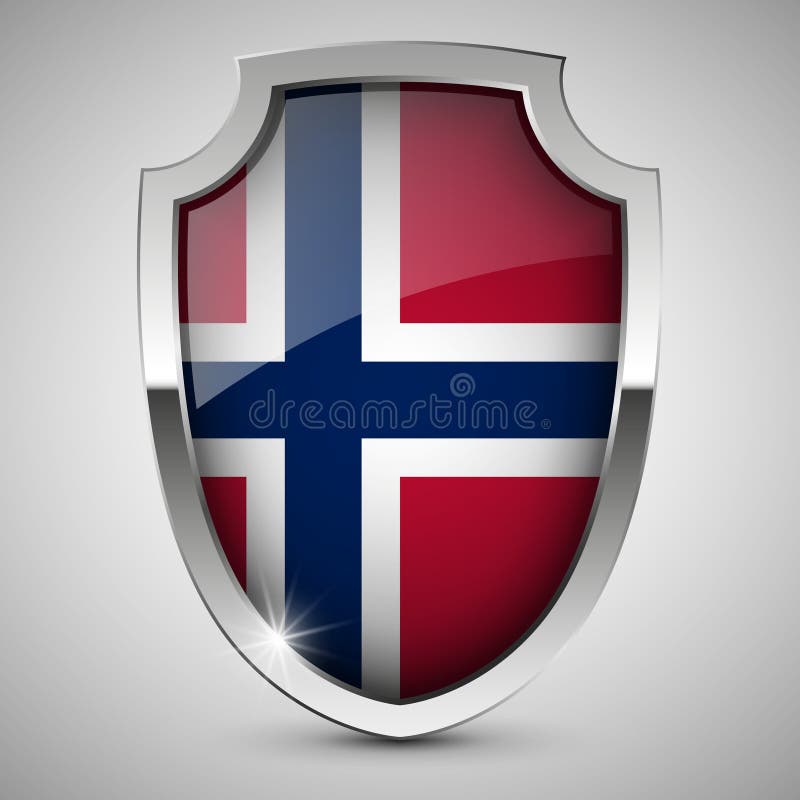 EPS10 Vector Patriotic Shield with Flag of Norway Stock Vector ...