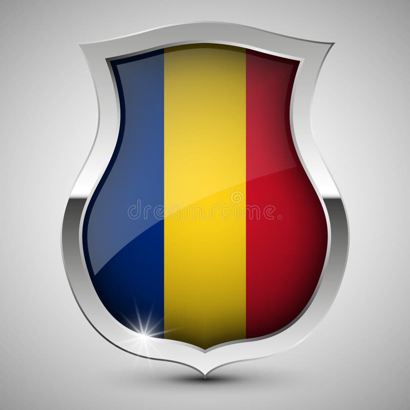 EPS10 Vector Patriotic Shield with Flag of Romania Stock Vector ...