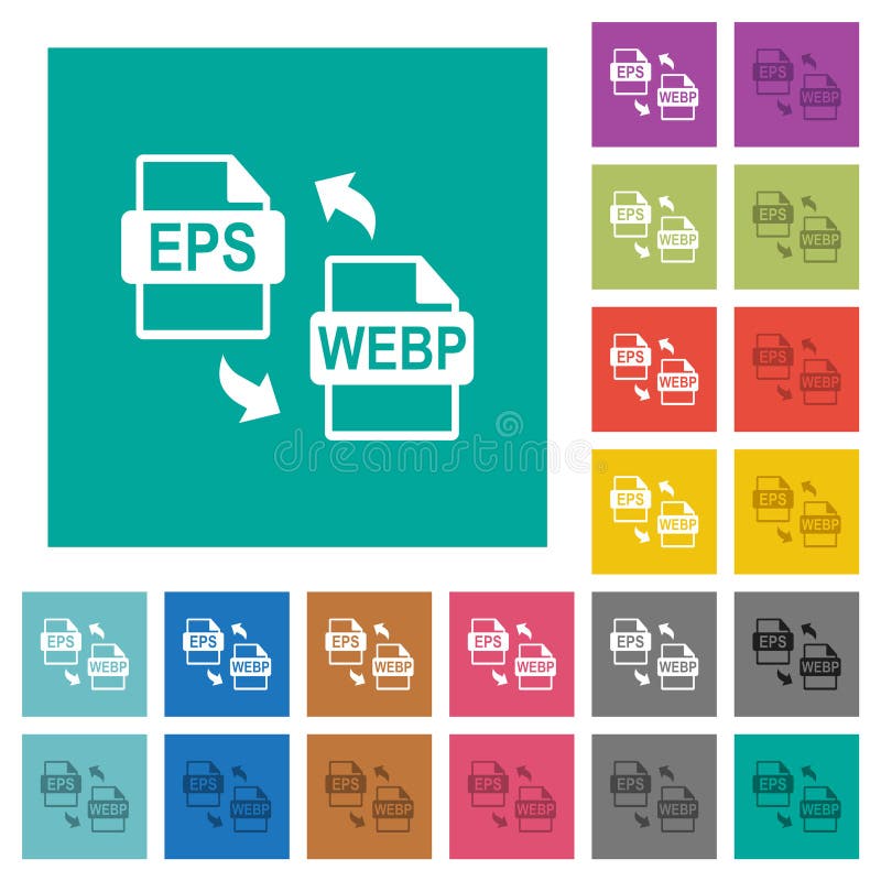 EPS WEBP File Conversion Square Flat Multi Colored Icons Stock Vector ...