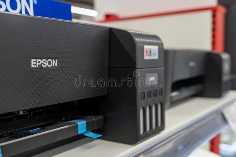 Epson Logo on a Printer Close-up. Minsk, Belarus - November 6, 2024 ...