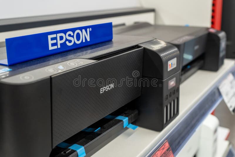 Epson Printer on a Shelf in an Electronics and Computer Store. Minsk ...
