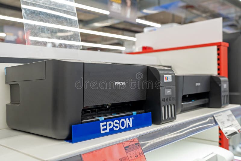 Epson Printers on Shelf at Electronics Store. Minsk, Belarus - May 03 ...