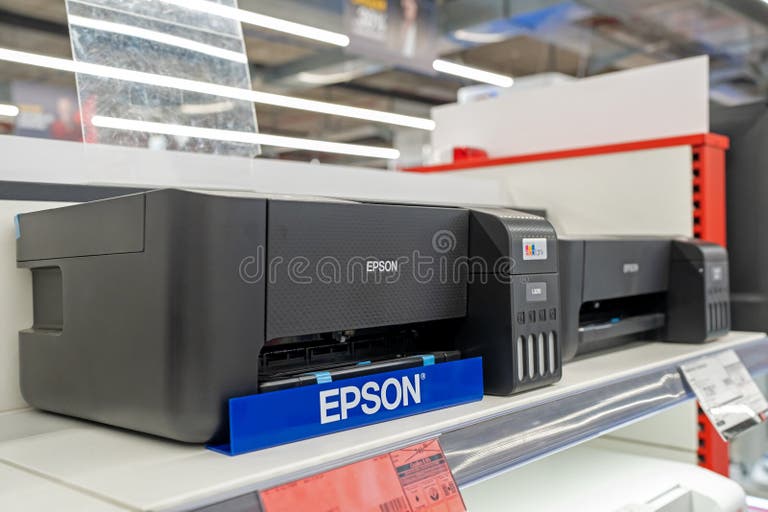Epson Printers on Shelf at Electronics Store. Minsk, Belarus - May 03 ...