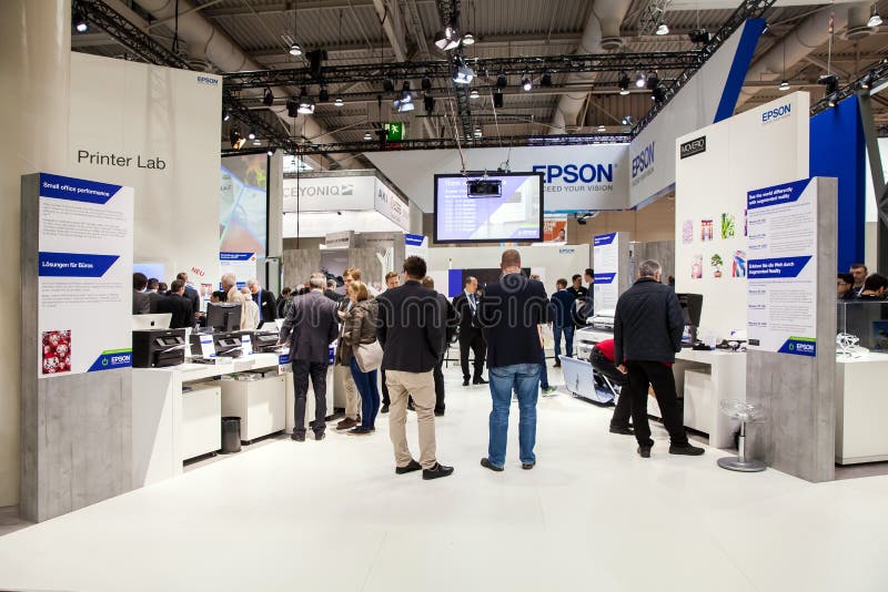 Epson Stand on Exhibition Fair Cebit 2017 in Hannover Messe, Germany ...
