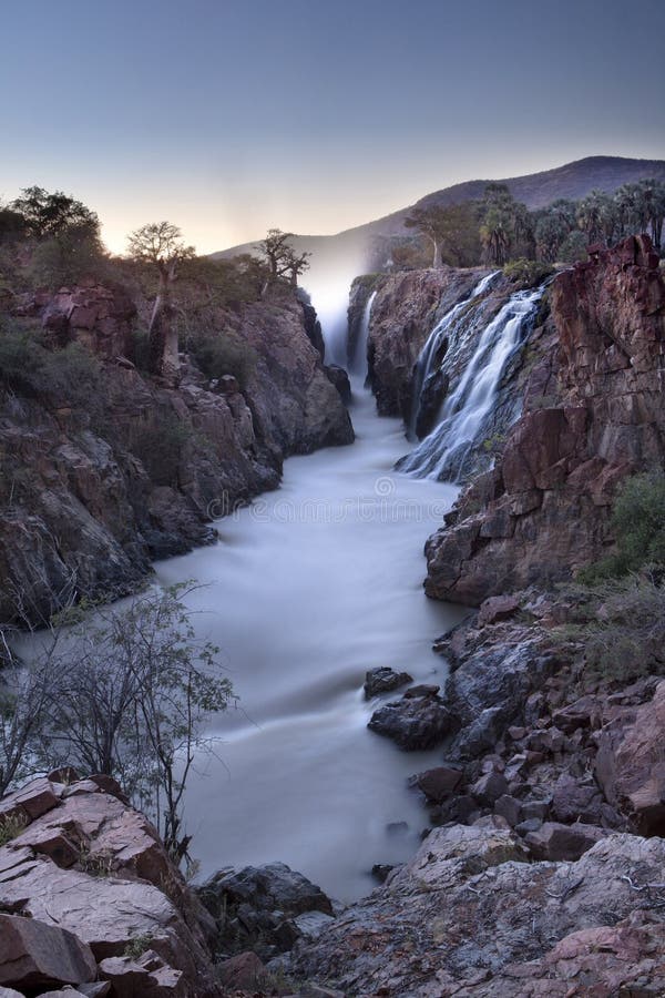 Sunrise at the Epupa Waterfall, Namibia Stock Photo - Image of dramatic ...
