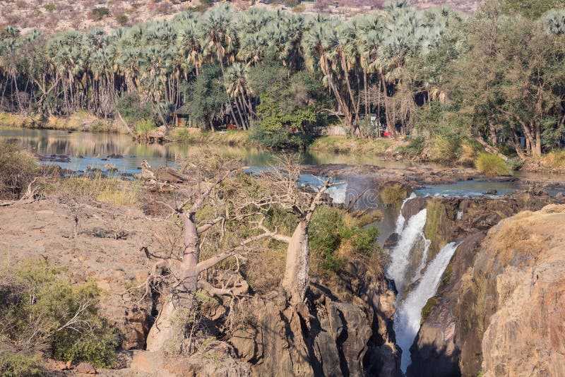 Aerial Epupa Falls on the Kunene River in Namibia Stock Image - Image ...