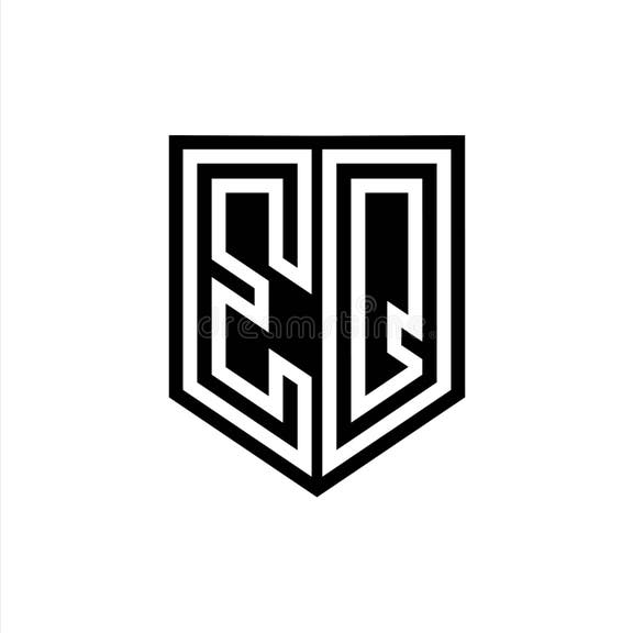EQ Logo Monogram Shield Geometric White Line Inside Black Shield Color ...