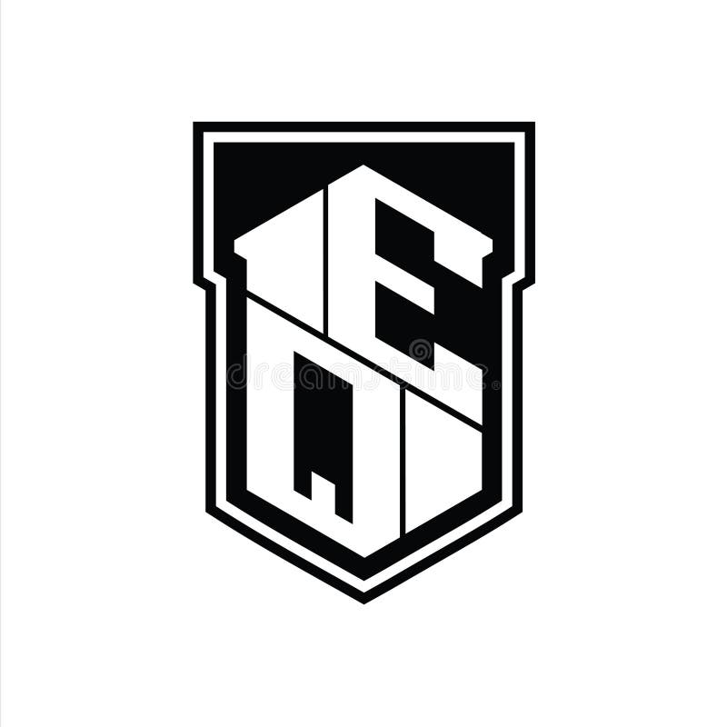 EQ Logo Monogram Hexagon Geometric Up and Down Inside Shield Isolated ...
