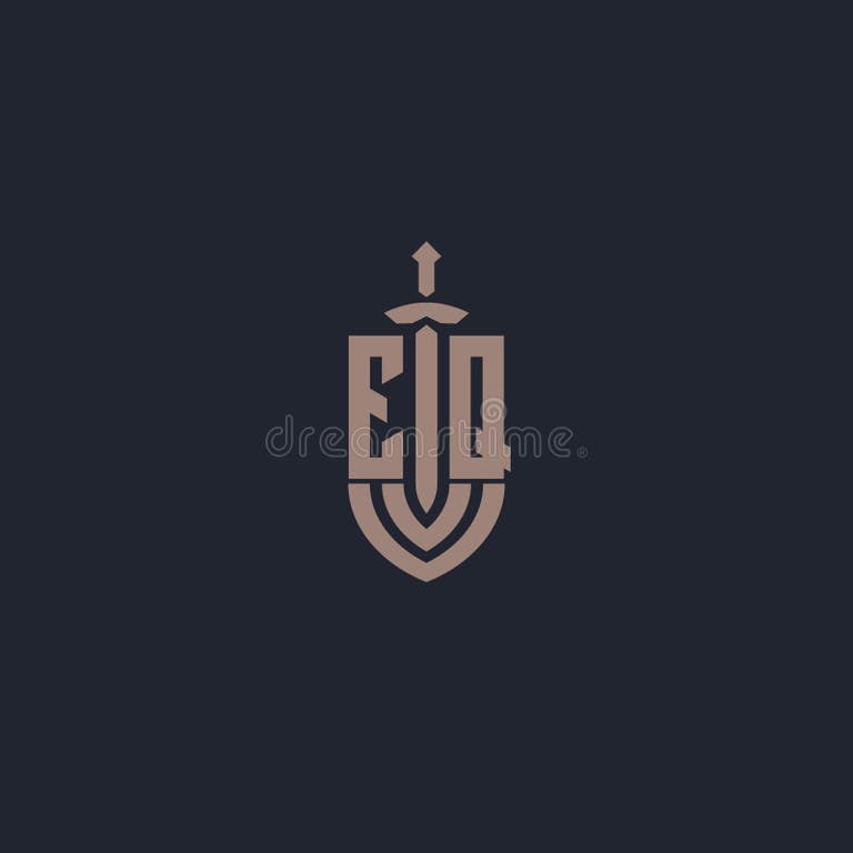EQ Logo Monogram with Sword and Shield Style Design Template Stock ...