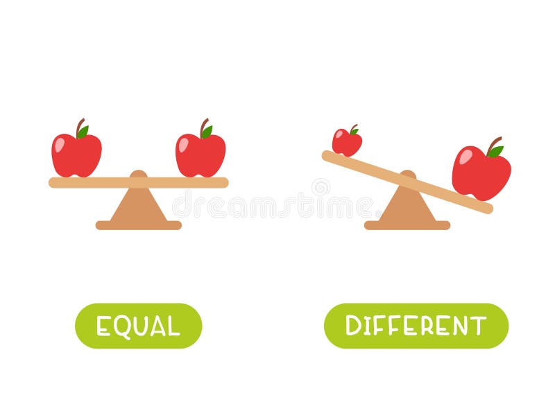Equal and Different Word Card Vector Template. Opposites Concept ...