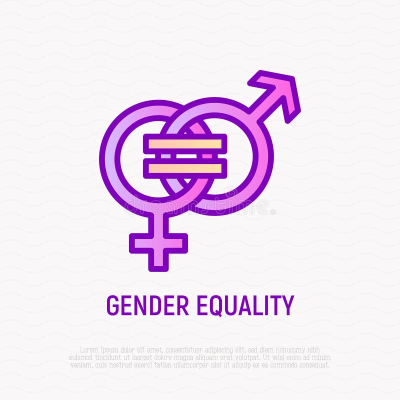 Equal Gender Rights Thin Line Icon: Woman and Man are Equal. Modern ...