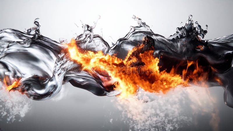 Equal Interaction of Water and Fire Stock Footage - Video of elemental ...