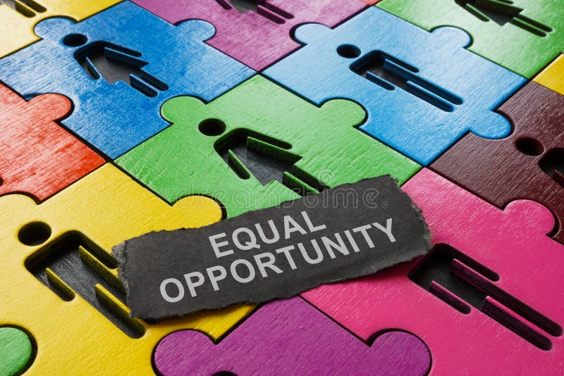 Equal Opportunity Concept. a Puzzle of Colored Figures and a Paper ...