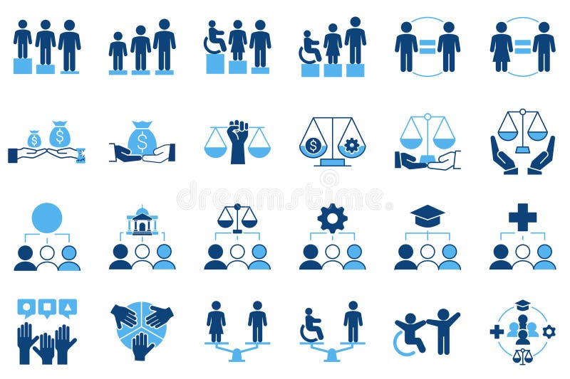Equality and Equality for Accessibility Rights Icon Set Stock Vector ...