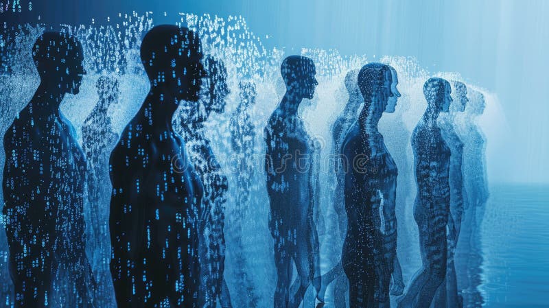 Equality in AI Ethics Depicted by Binary Code Waterfall Merging into ...