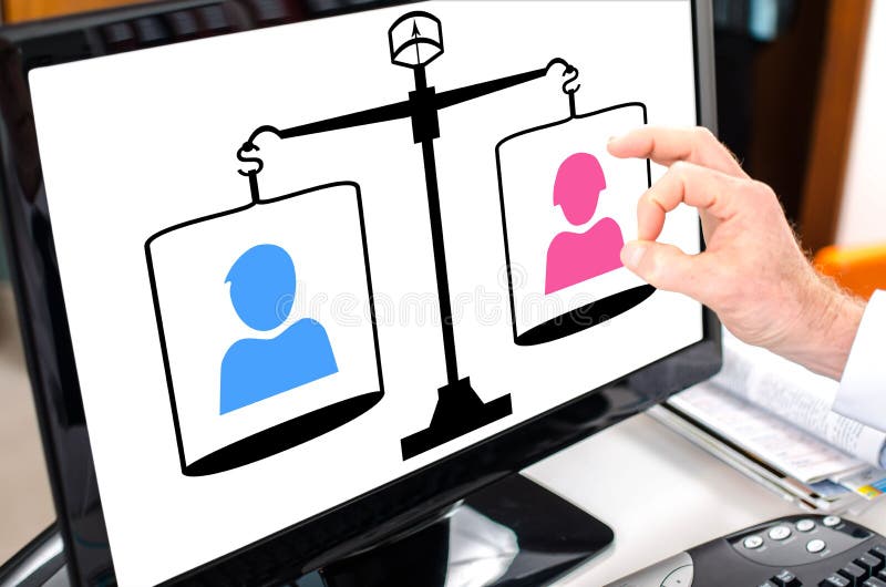 Equality Concept on a Computer Monitor Stock Photo - Image of female ...