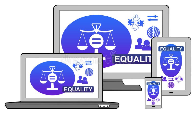 Equality Concept on Different Devices Stock Illustration - Illustration ...
