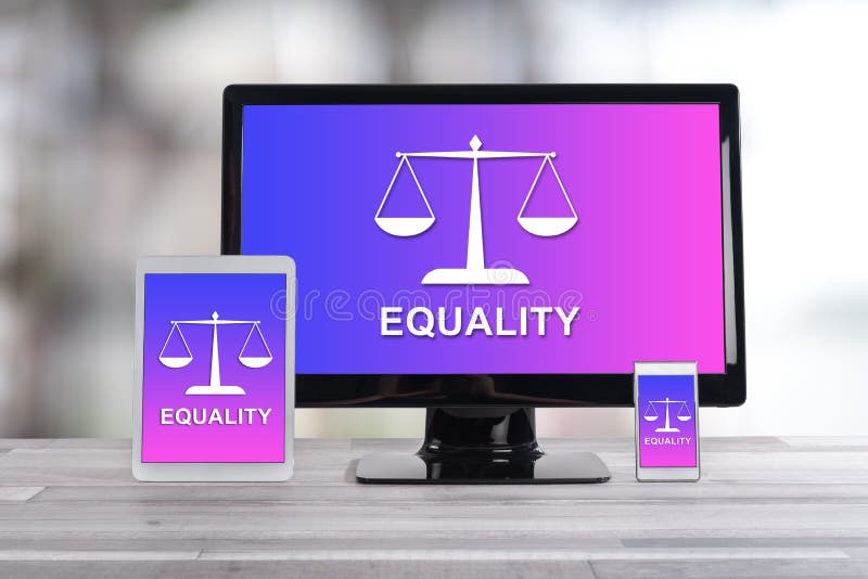 Equality Concept on Different Devices Stock Photo - Image of ...