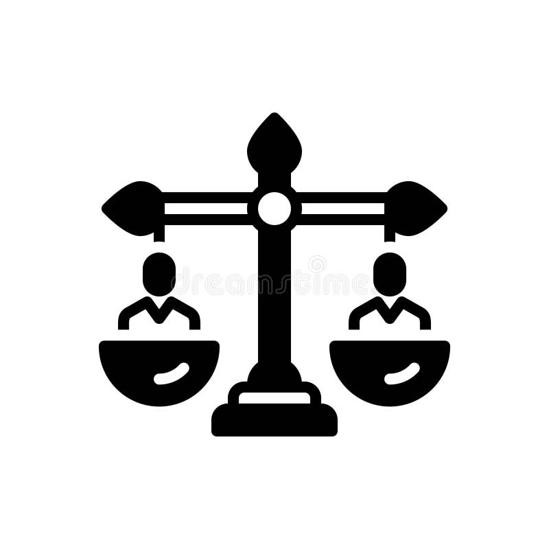 Black Solid Icon for Equality, Equal and Balance Stock Illustration ...