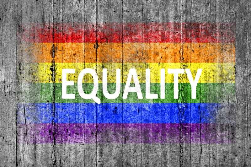 Equality Concept Word Cloud Background on Blue Blurred Background Stock ...