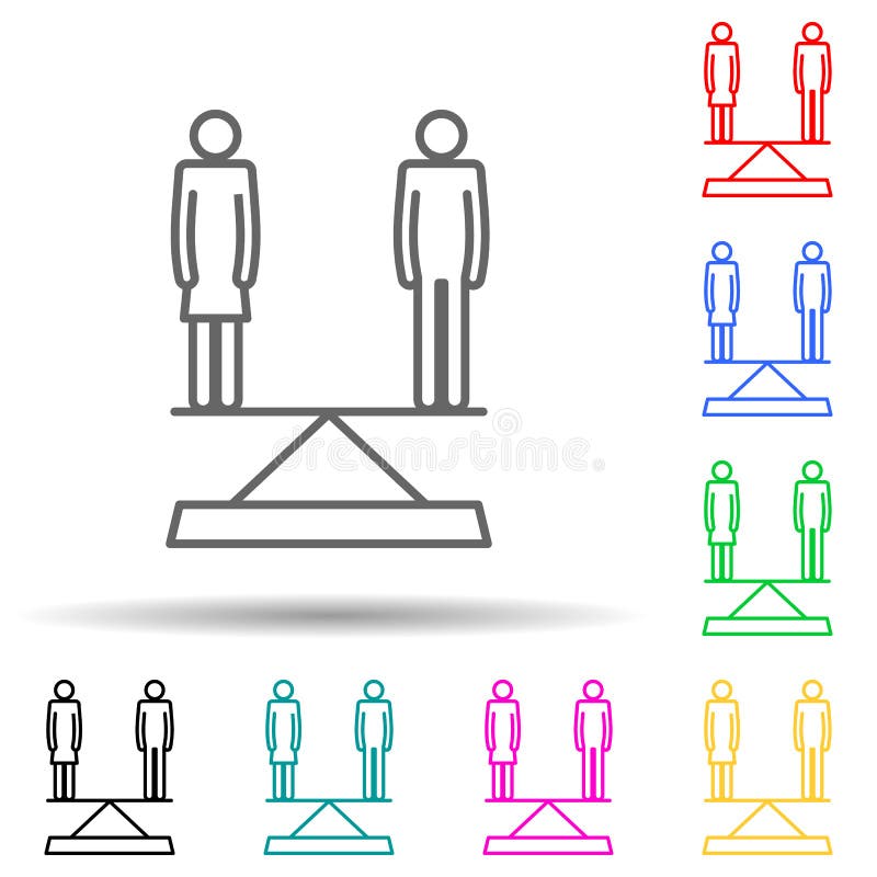 Equality Multi Color Set Icon. Simple Thin Line, Outline Vector of ...